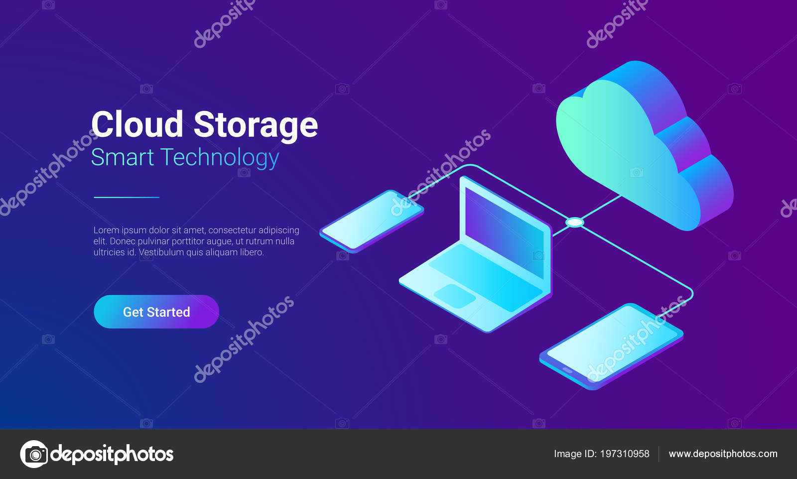 Isometric Flat Data Cloud Storage Network Vector Illustration Online ...