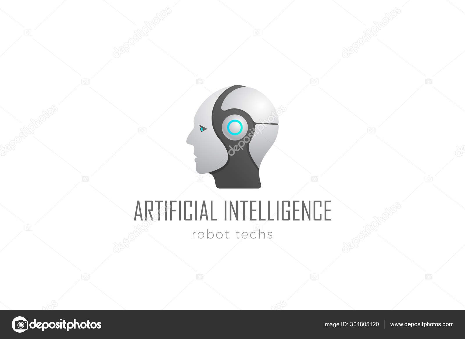 Roboterkopf künstliche Intelligenz Logo Design Vektor-Vorlage. Stock ...