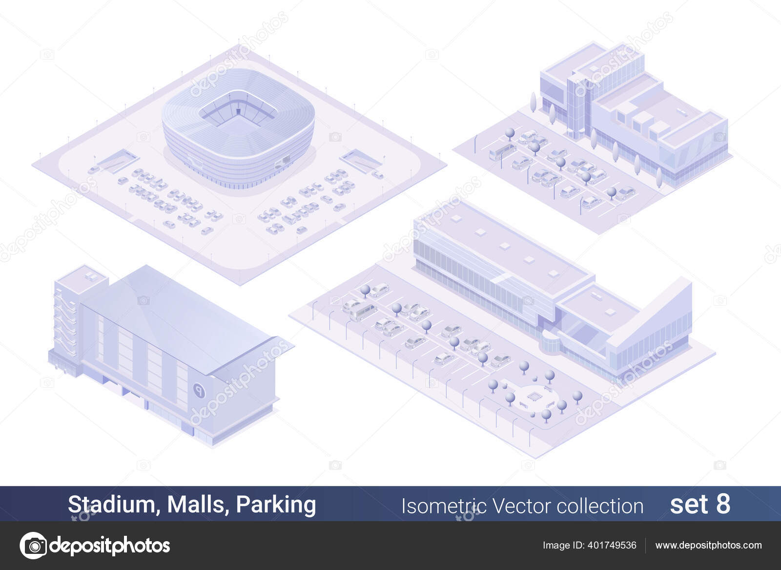 Isometric Flat Architecture Building Vector Collection Stock Vector ...