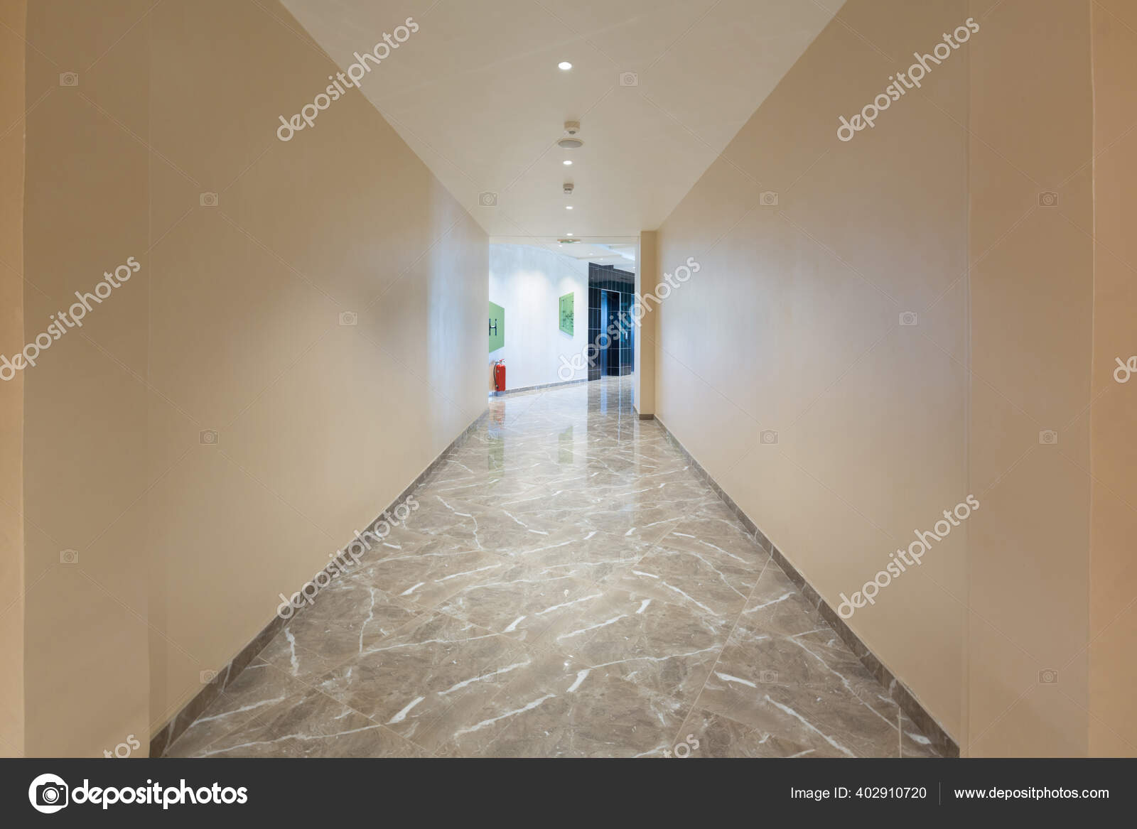 Interior Long Tiled Corridor Stock Photo by ©rilueda 402910720
