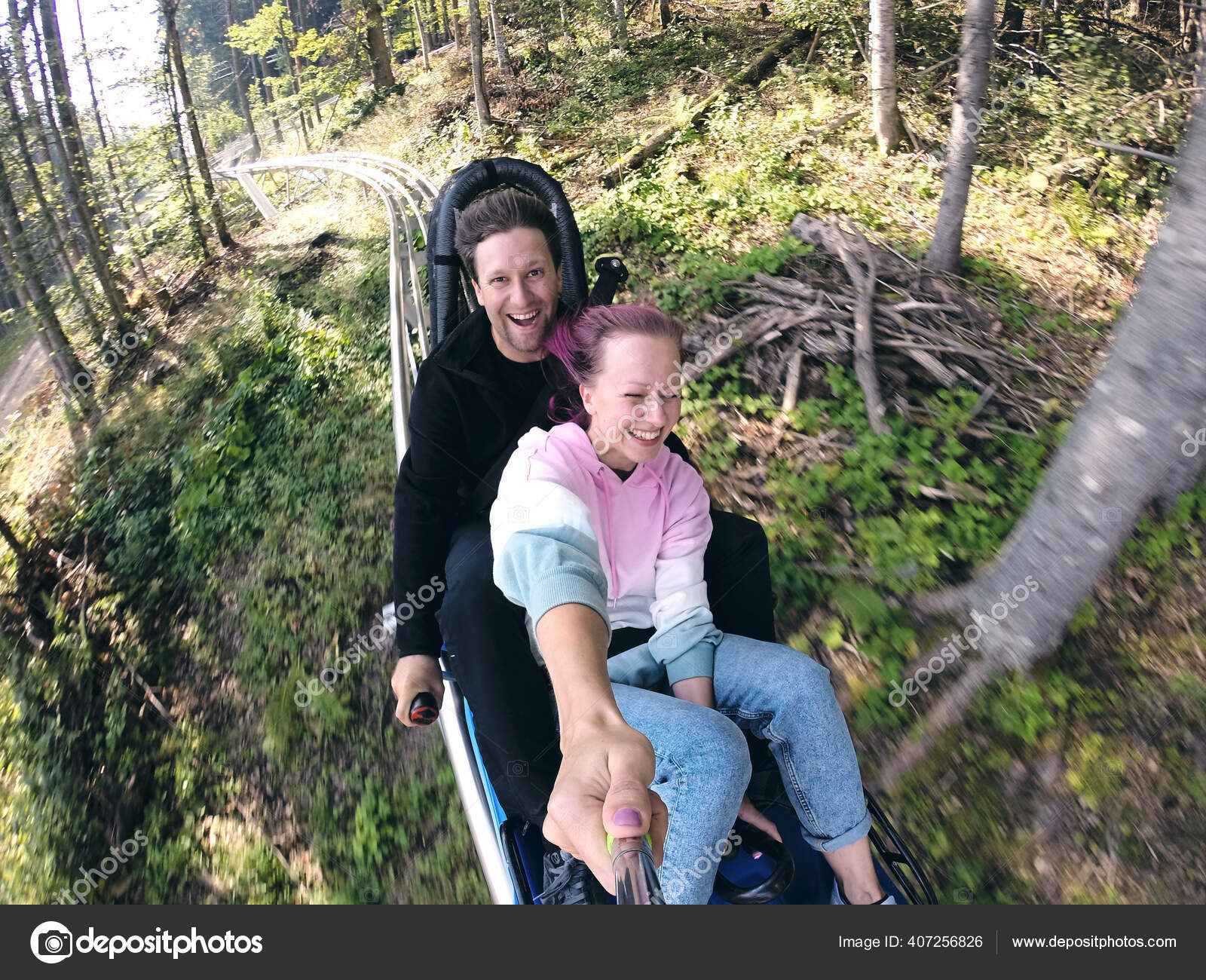 Summer Toboggan Run Rodelbahn Many Curves Mountain Alpine Coaster ...