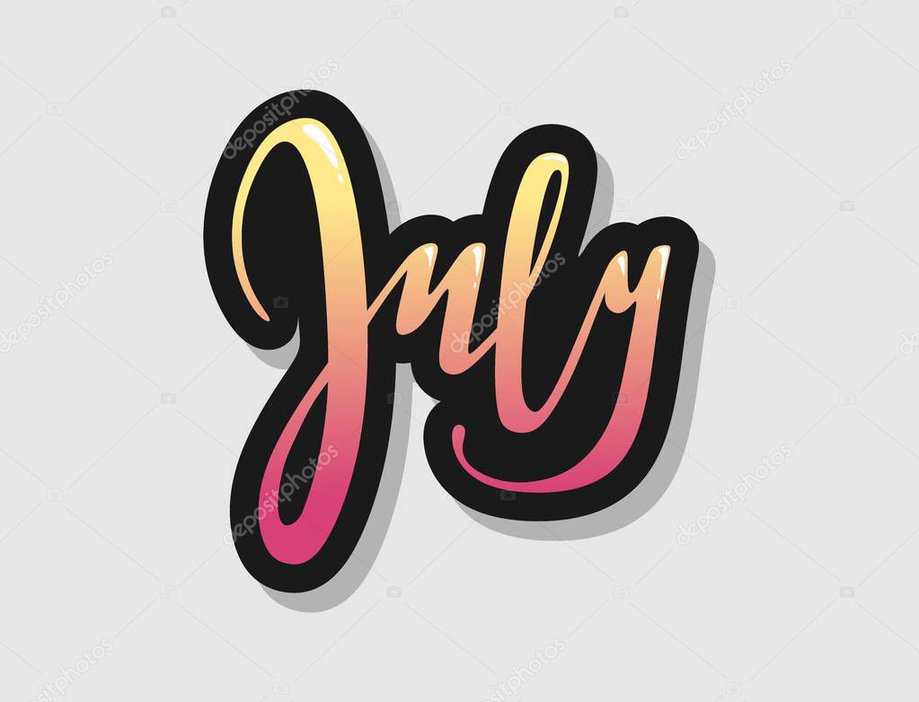 letras de la mano julio signo nuevo a o mes logo ombre letras tipograf ...
