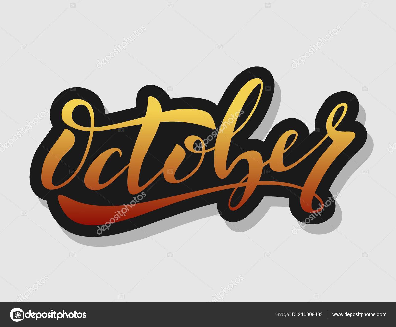 Hand lettering october sign new year month logo ombre lettering ...