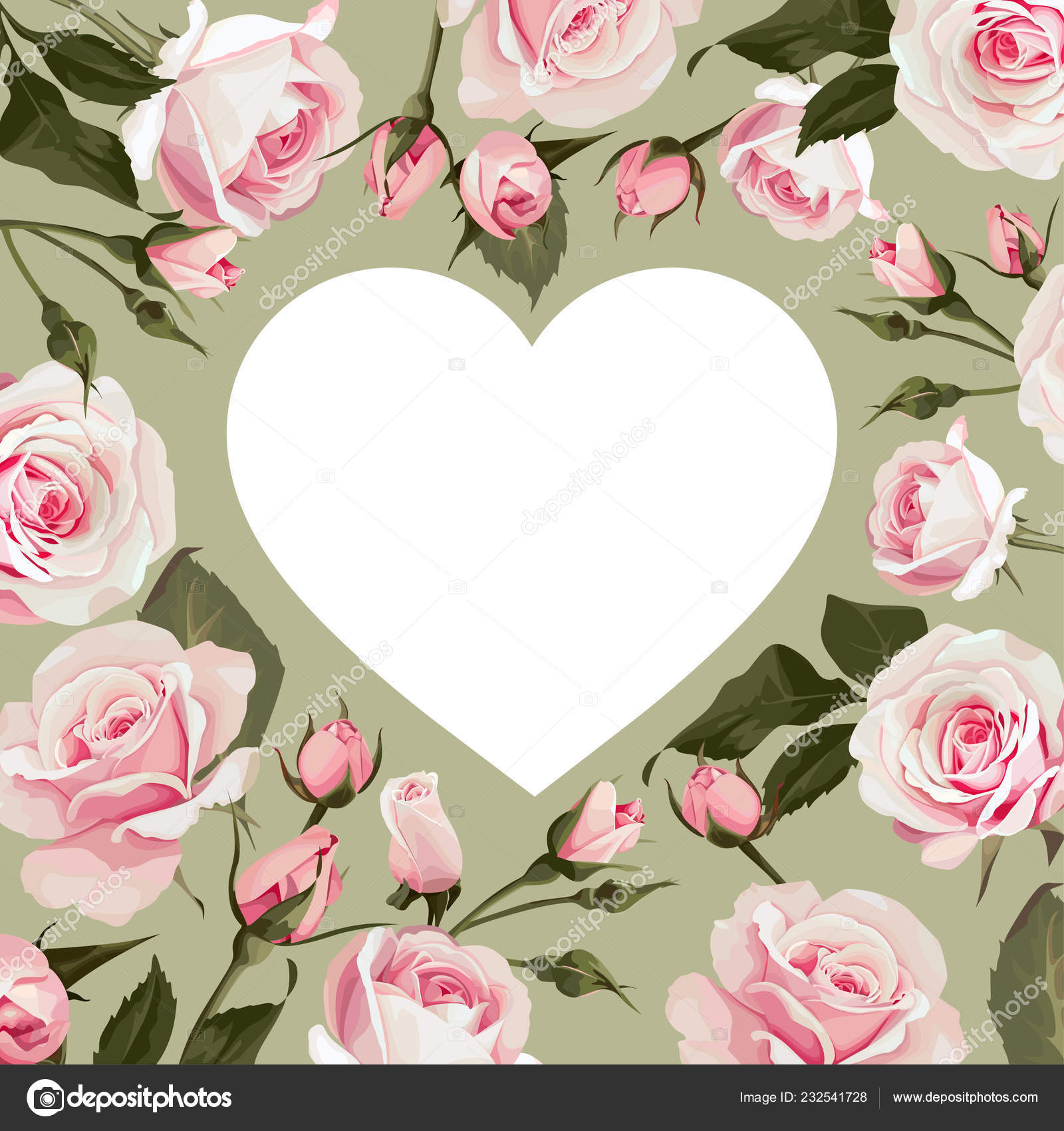 Pink Roses Heart Frame