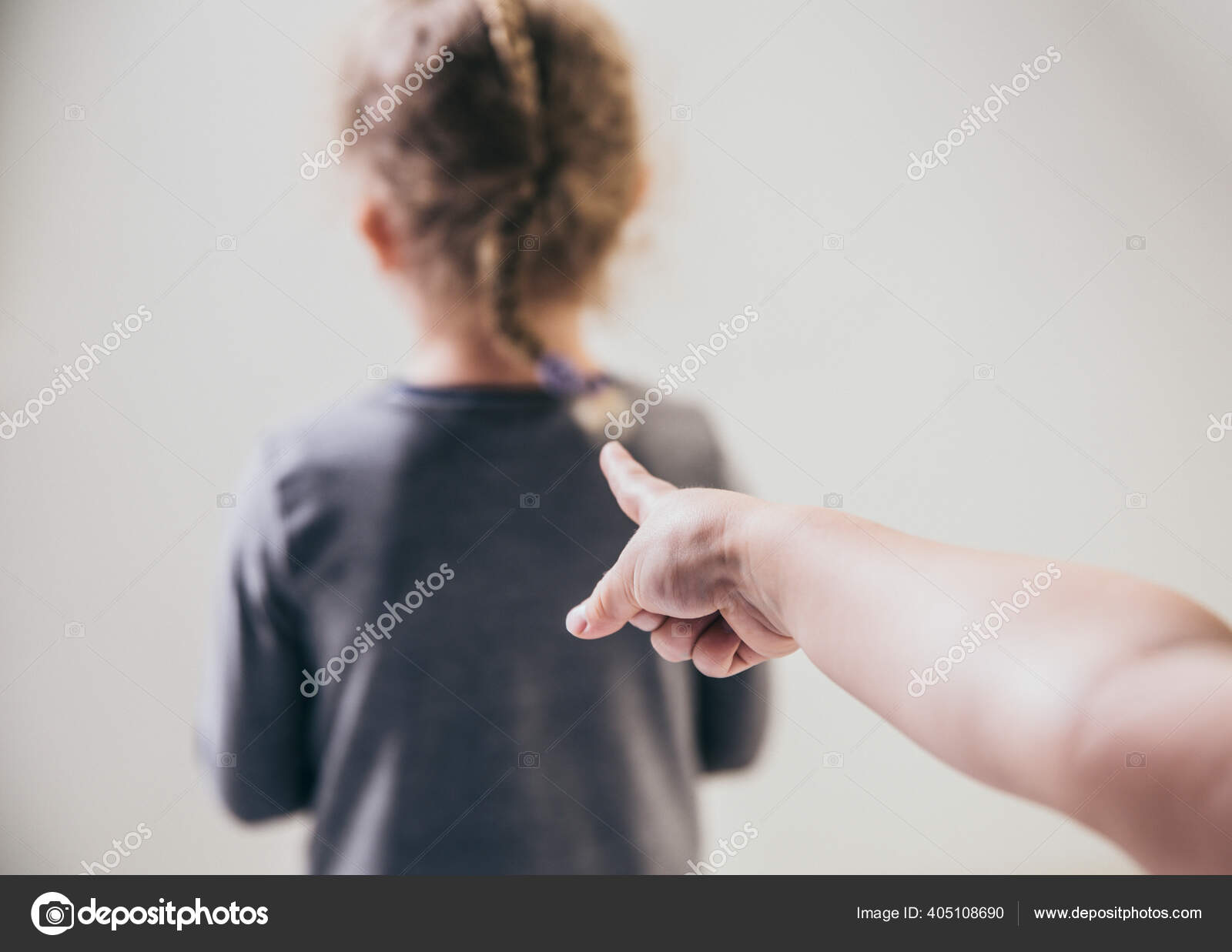 Child Bully Pointing Finger Blurred Unrecognizable Victim Talking Back ...