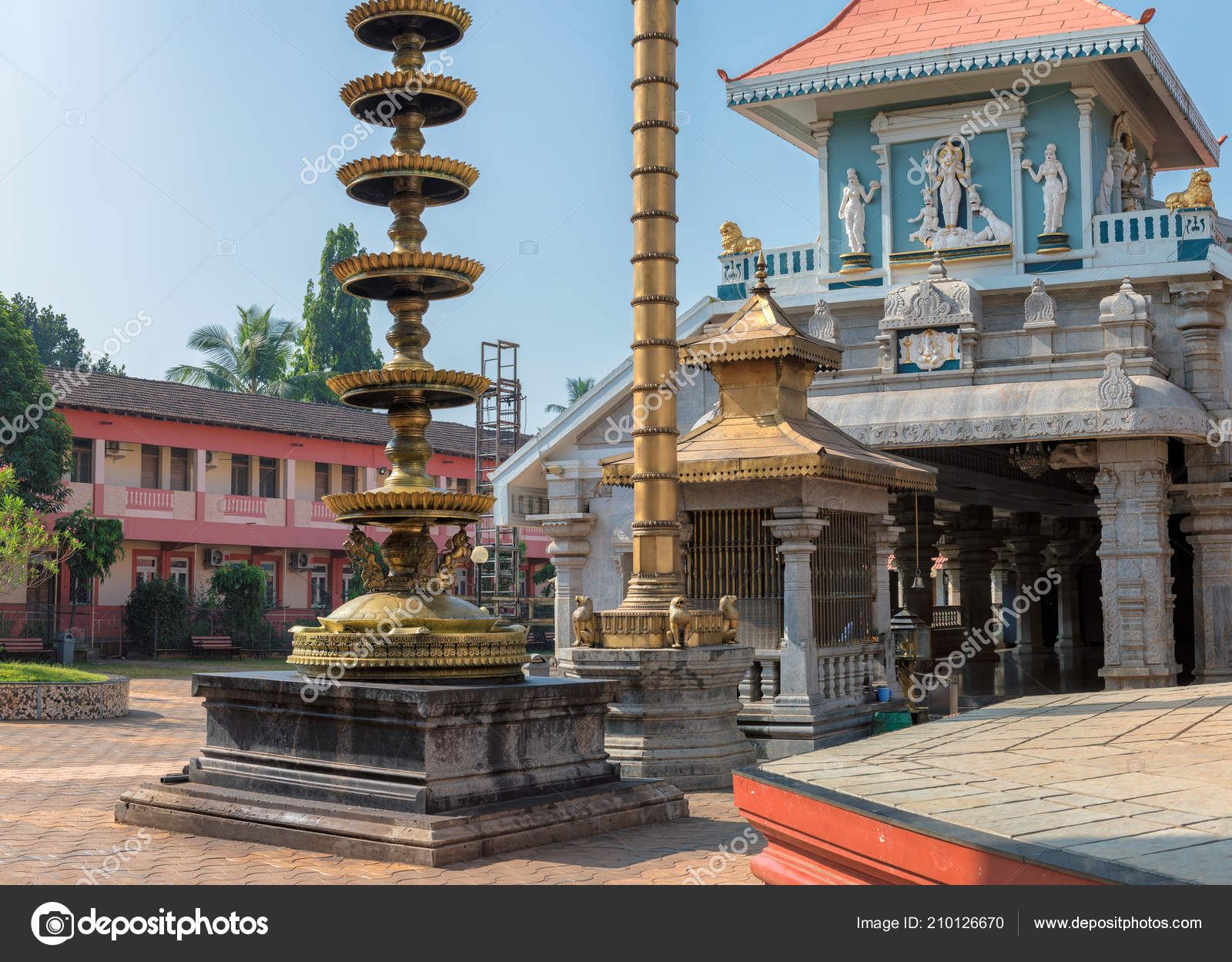 Shri Mahalsa Indian Temple Ponda Goa India Opulent Mahalsa Temple Stock ...