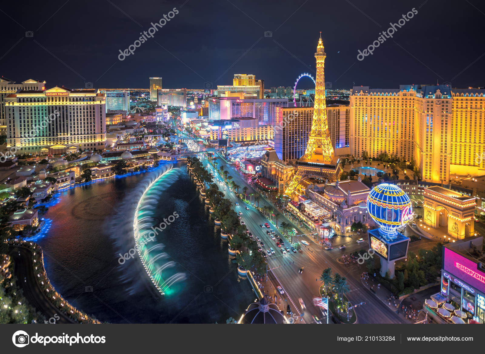 Aerial View Las Vegas Strip Night July 2017 Las Vegas — Stock Editorial Photo ...