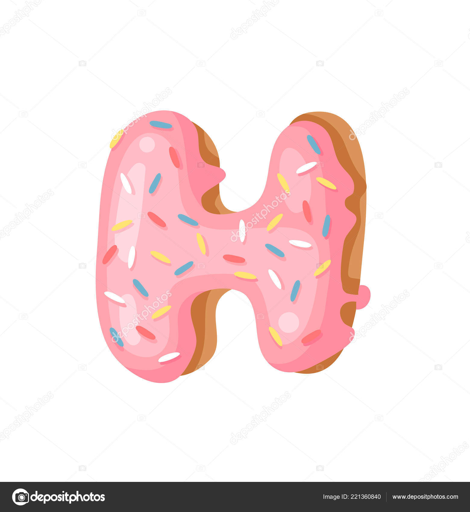 Cartoon Vector Illustration Donut Letters Hand Drawn Font Sweet Bun ...