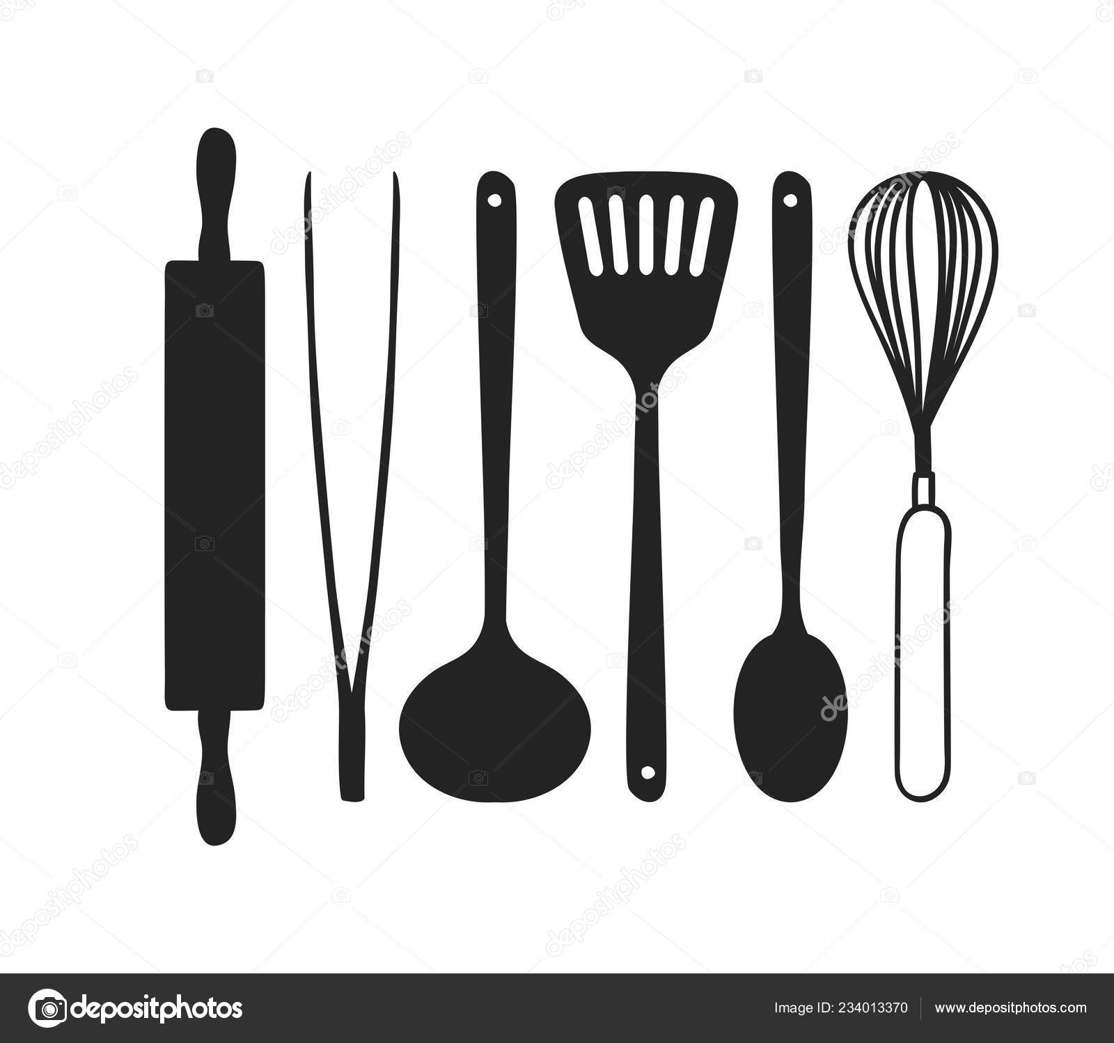 Hand Drawn Illustration Cooking Tools Dishes Food Creative Ink Art ...