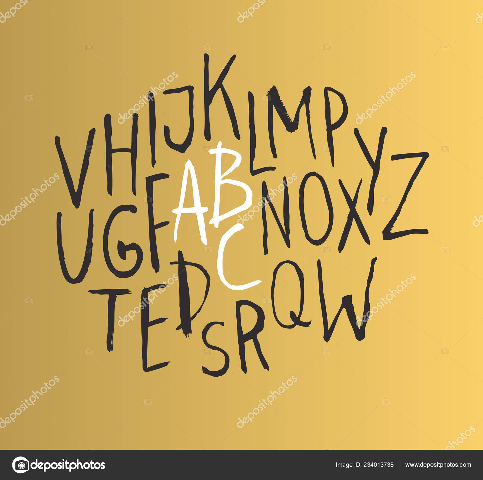 Lettering Alphabet Hand Made Ink Font Trendy Hipster Vector ...