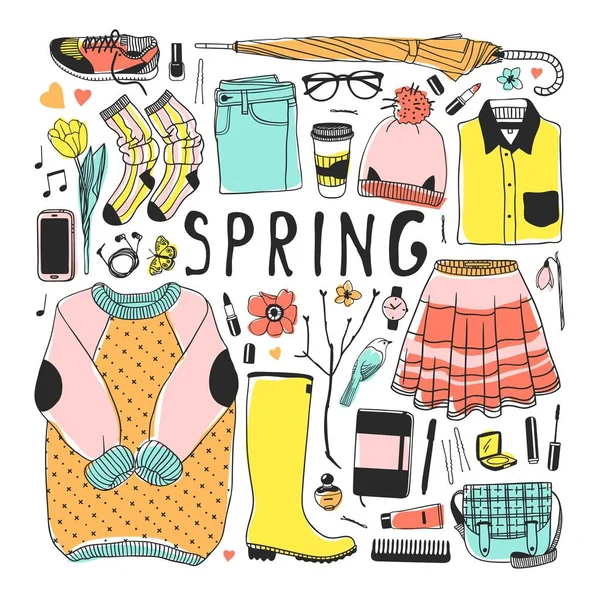Ropa de primavera imágenes de stock de arte vectorial | Depositphotos