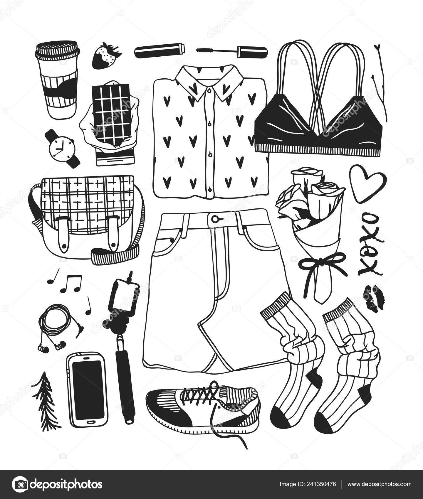 Hand Drawn Spring Fashion Illustration Wear Actual Season Vector ...