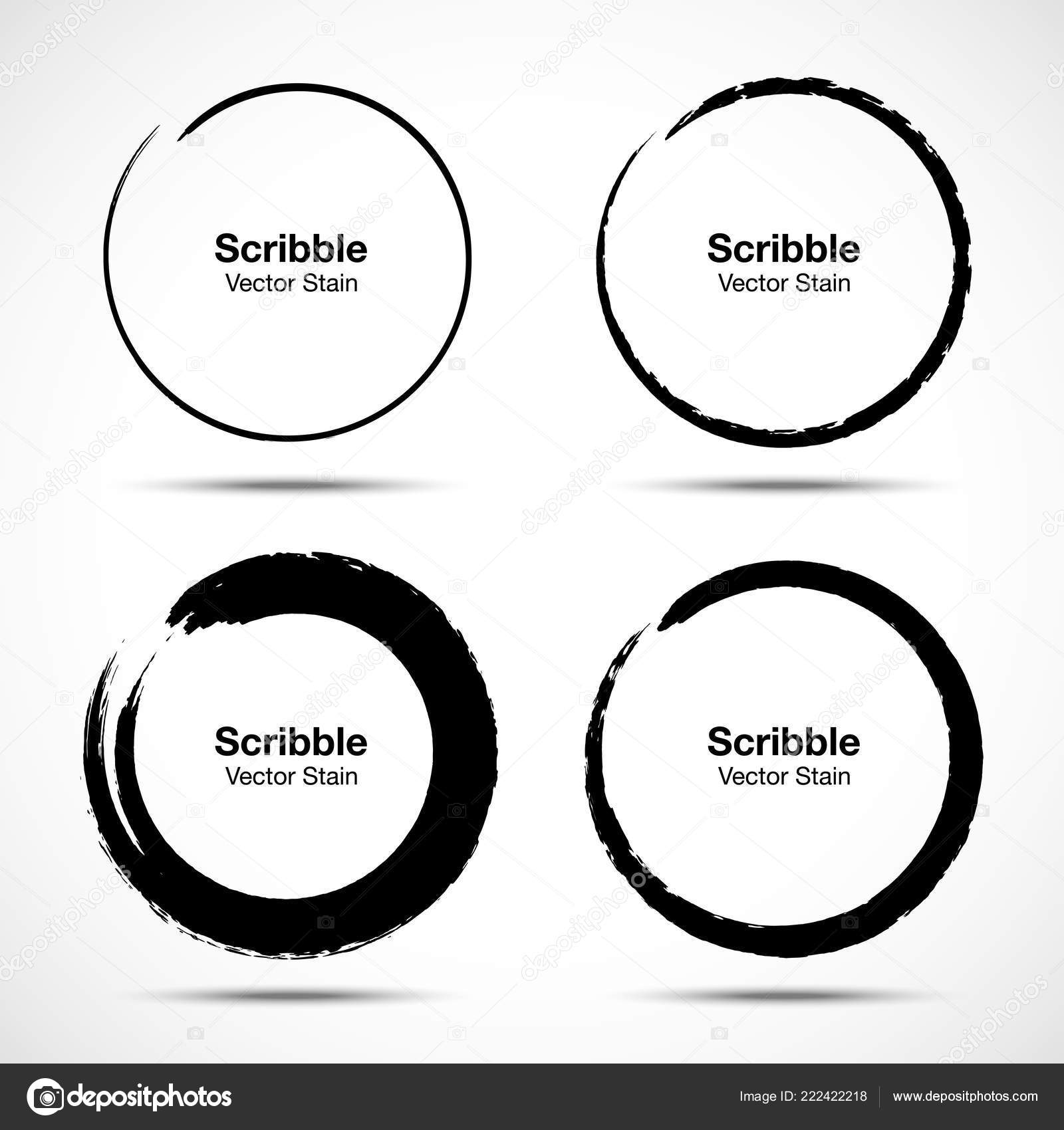 Set of vector hand drawn circles using sketch drawing scribble circle ...
