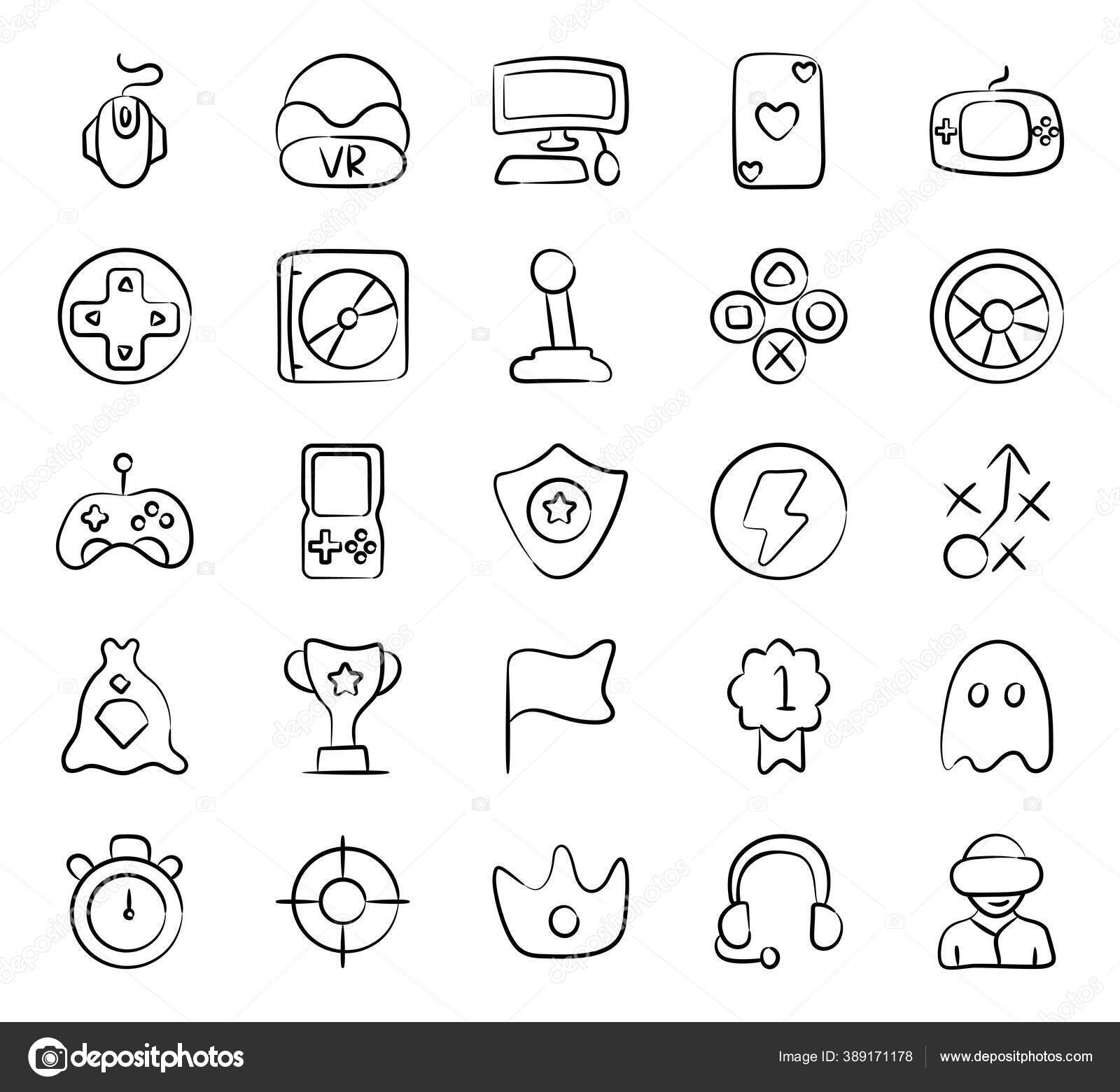 Gaming Gadgets Doodle Icons Pack Stock Vector Image by ©smashinghttps ...