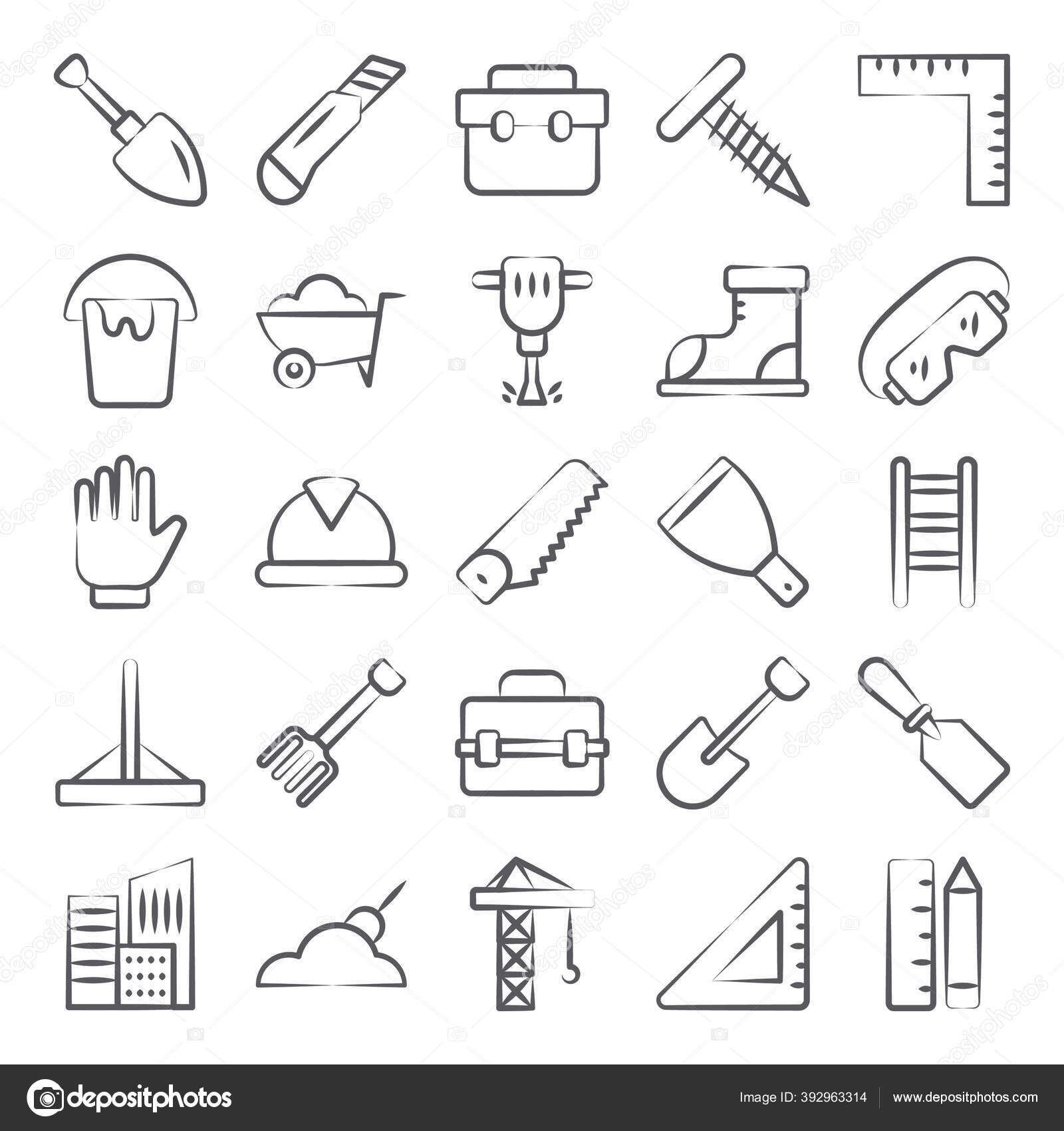Construction Tools Pack Here Line Style Editable Quality Aimed Use ...