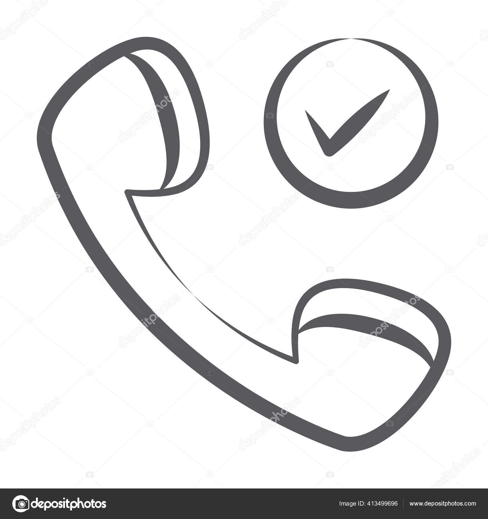 Telephony Check Mark Doodle Icon Approved Call Stock Vector by ...
