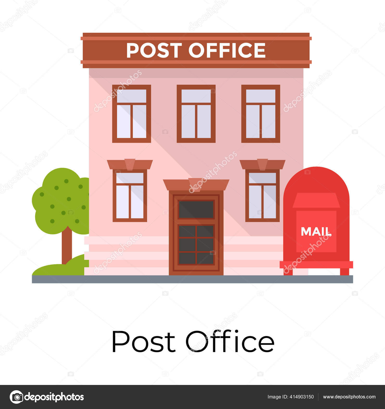Cartoon Post Office Building