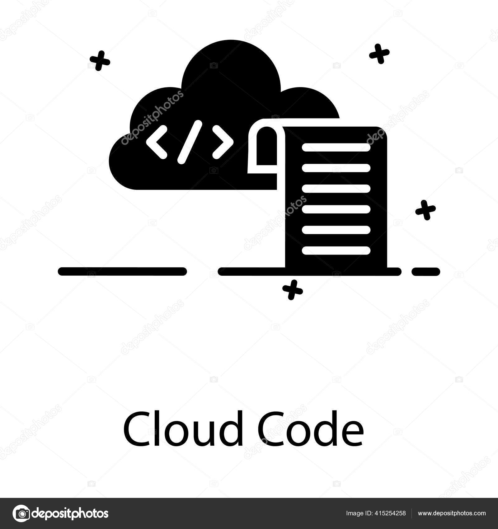 Editable Vector Estilo Moderno Código Nube Icono Vector de stock por ...