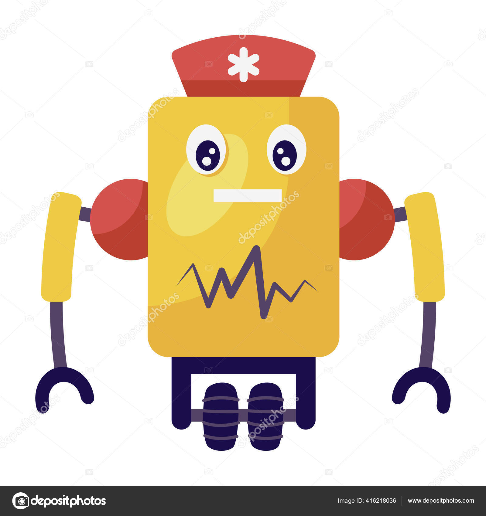 Medical Robot Icon Flat Vector Humanoid Concept Stock Vector Image by ...
