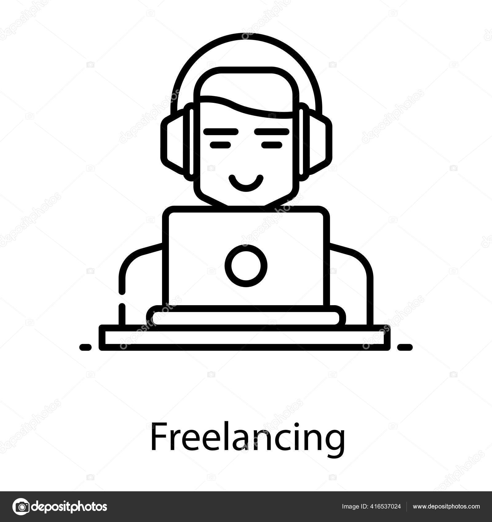 Male Avatar Working Laptop Showing Freelancer Stock Vector Image by ...