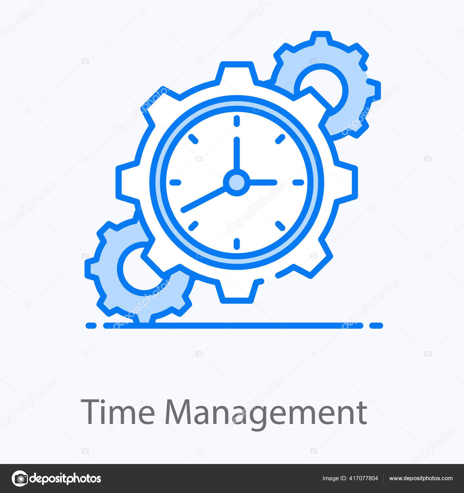 Gears Clock Flat Style Time Management Icon Stock Vector by ...