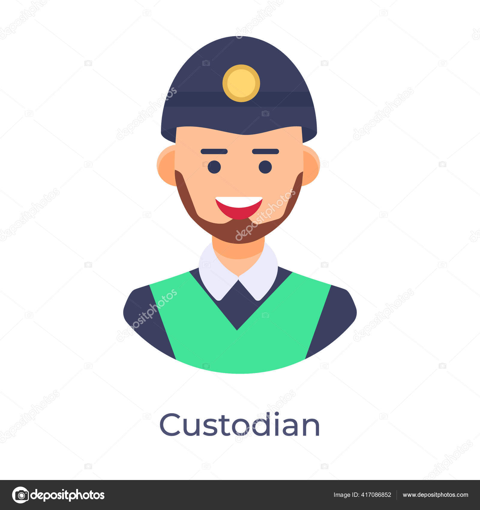 Editable Character Design Custodian Flat Vector Stock Vector by ...