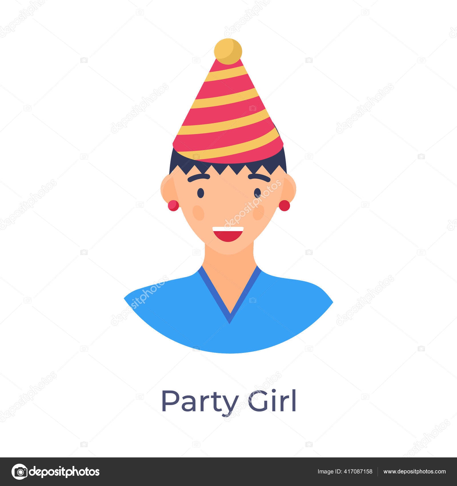 Femme Avatar Portant Casquette Fête Conception Personnage Modifiable ...