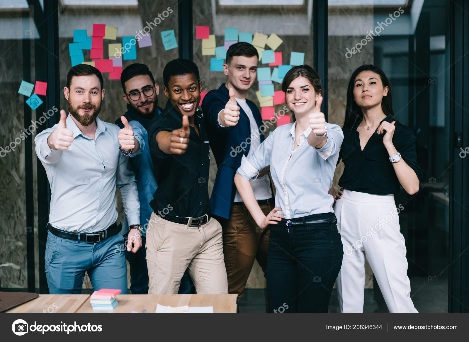 Portrait Multicultural Team Happy Office Employees Dressed Formal Wear ...