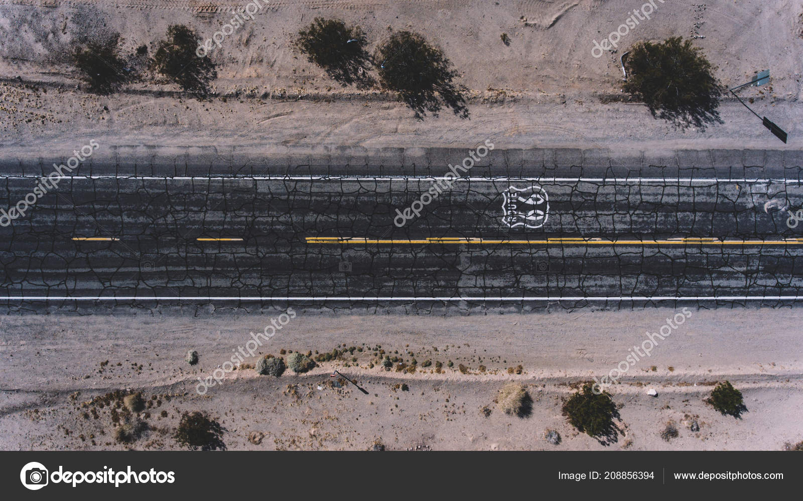 Aerial View Pavement Highway Wild Environment Located Arizona Birds Eye ...