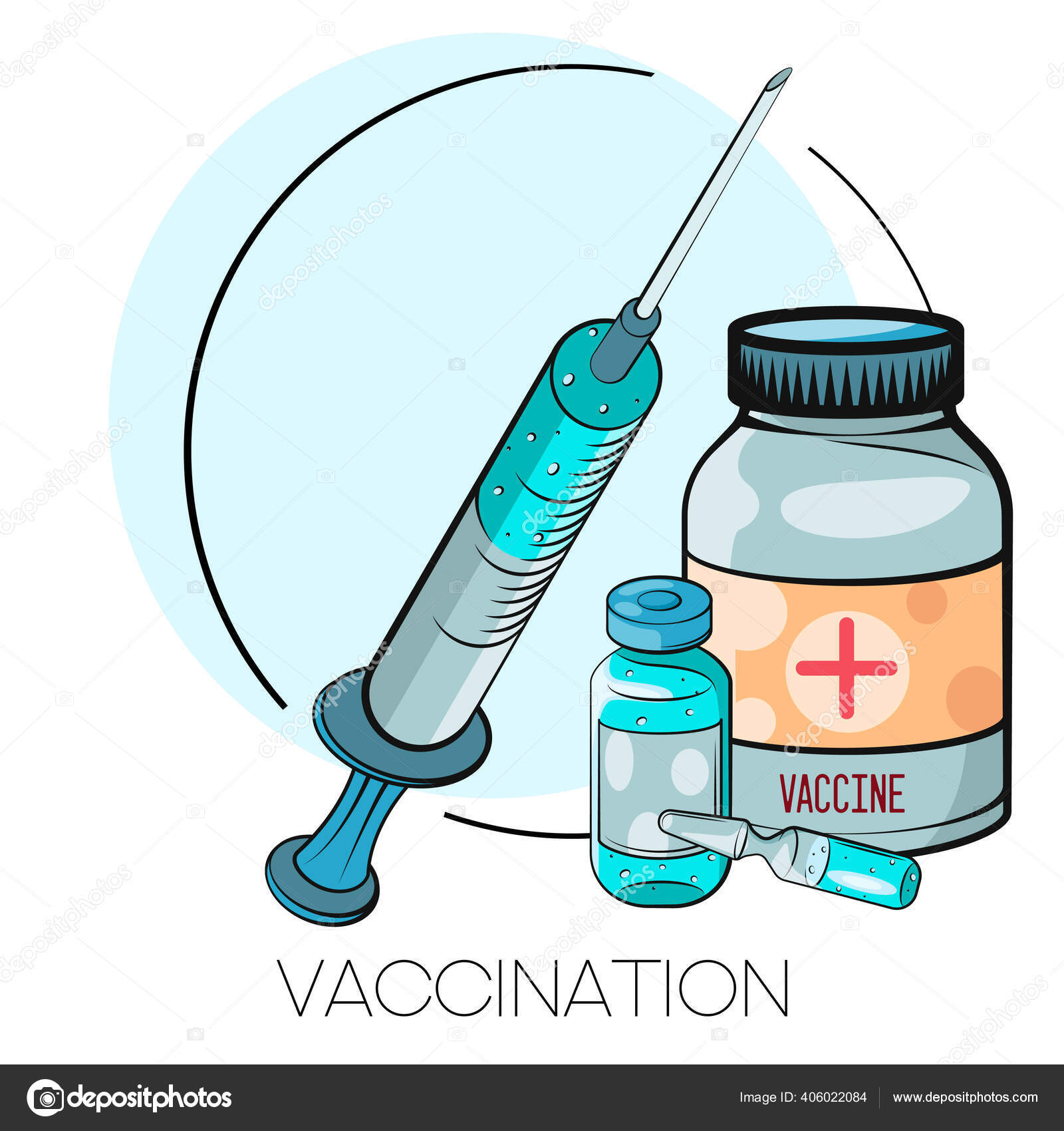 Concepto Vacunación Vacuna Ampolla Jeringa Con Vacuna Ilustración ...
