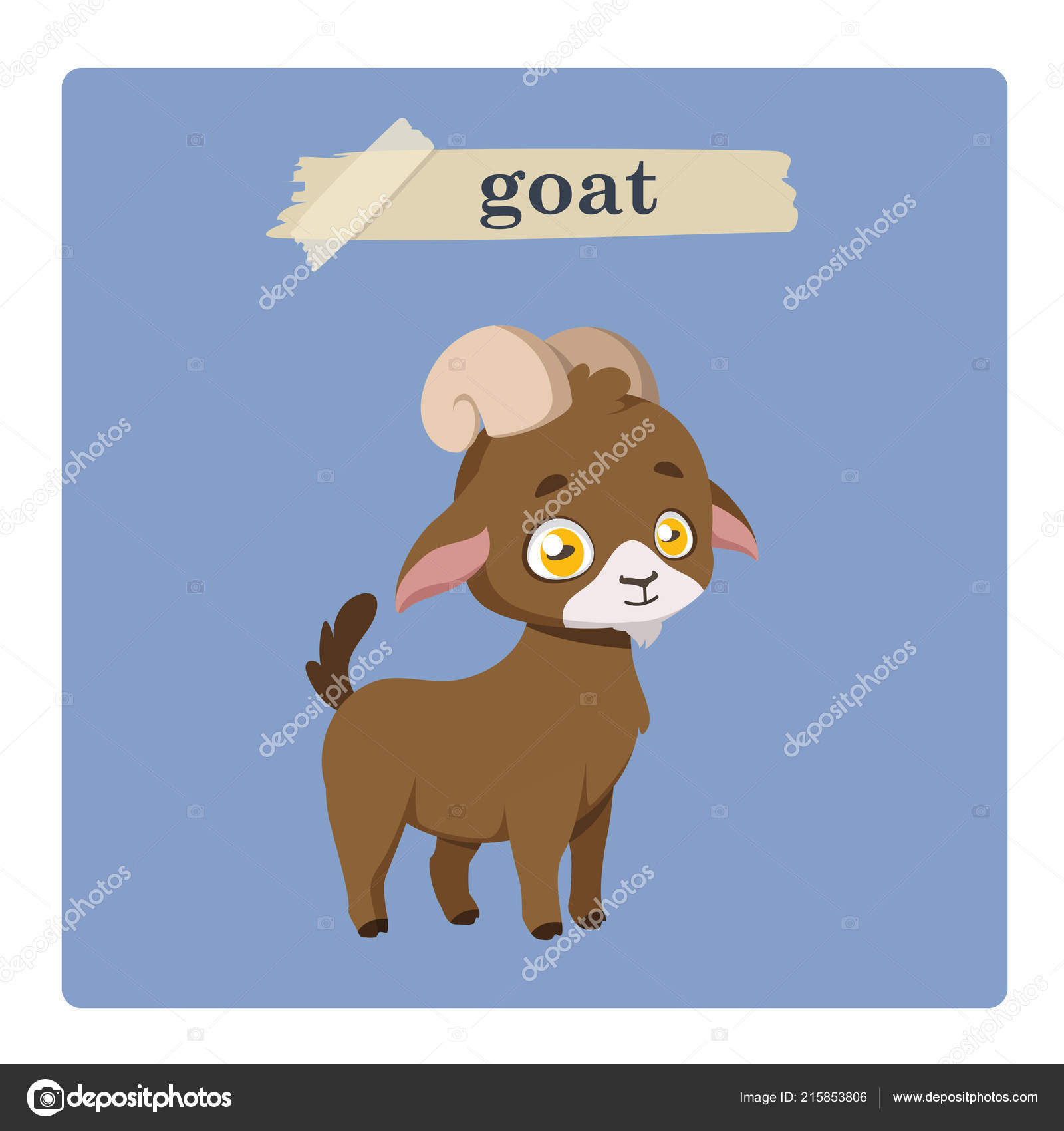 Cute Goat Illustration Blue Background Stock Vector by ©AgnesSz 215853806