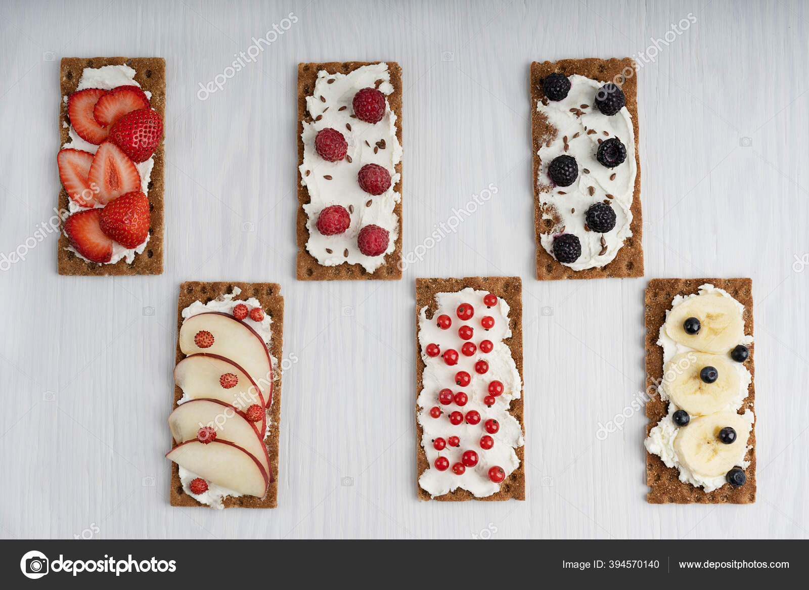 Top View Six Crisp Bread Pieces Laying Checkered Order Mascarpone ...