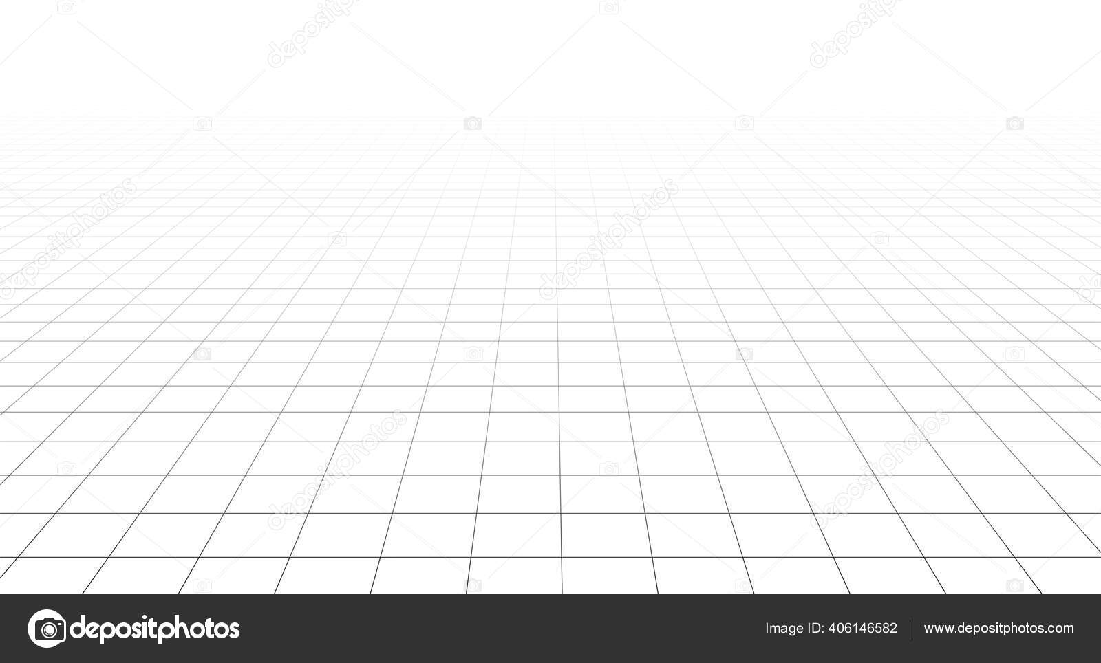 Abstract Perspective Grid Disappearing Horizon White Background ...