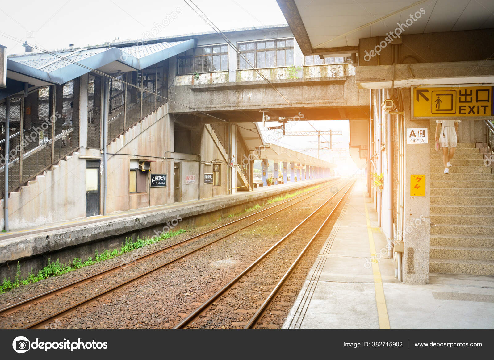 Vintage Train Platform Railway Station Building Crossing Railroad ...