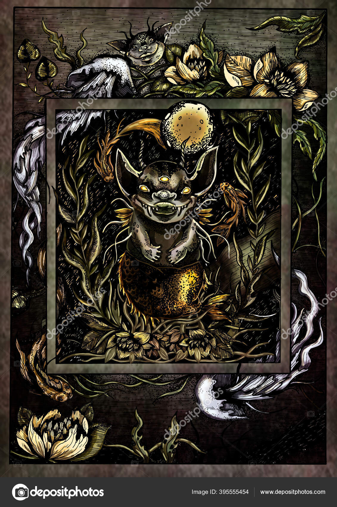 Magic Character Fabulous Swamp Creature Creepy Three Eyes Thin Horns ...