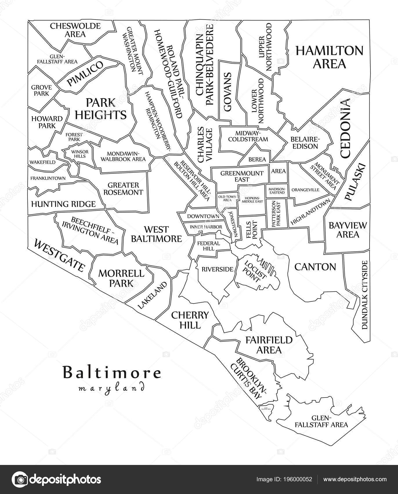 Mapa De Baltimore, Maryland Y Sus Alrededores