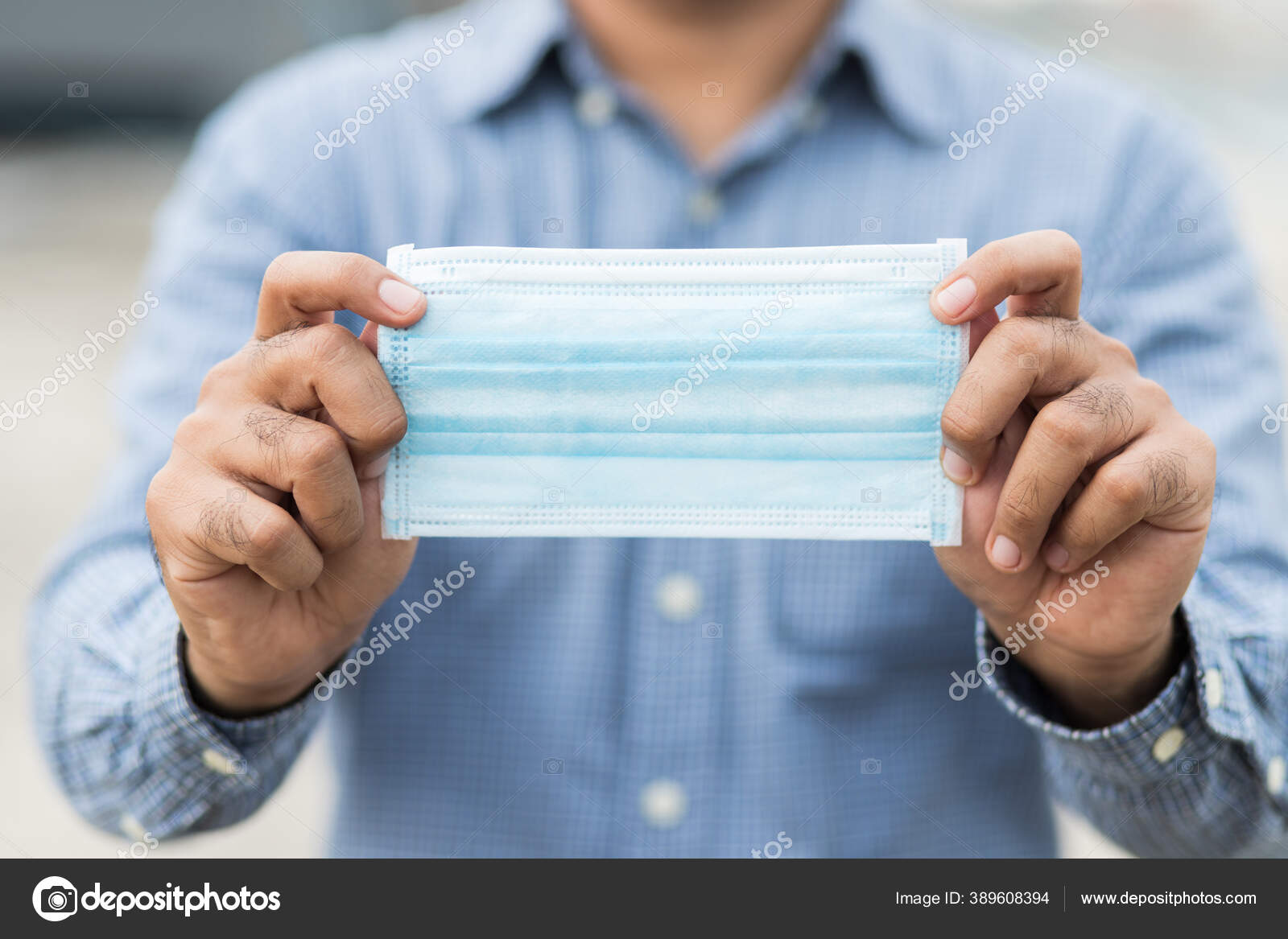 Close Hand Holding Protection Face Mask Coronavirus Covid19 Concept ...