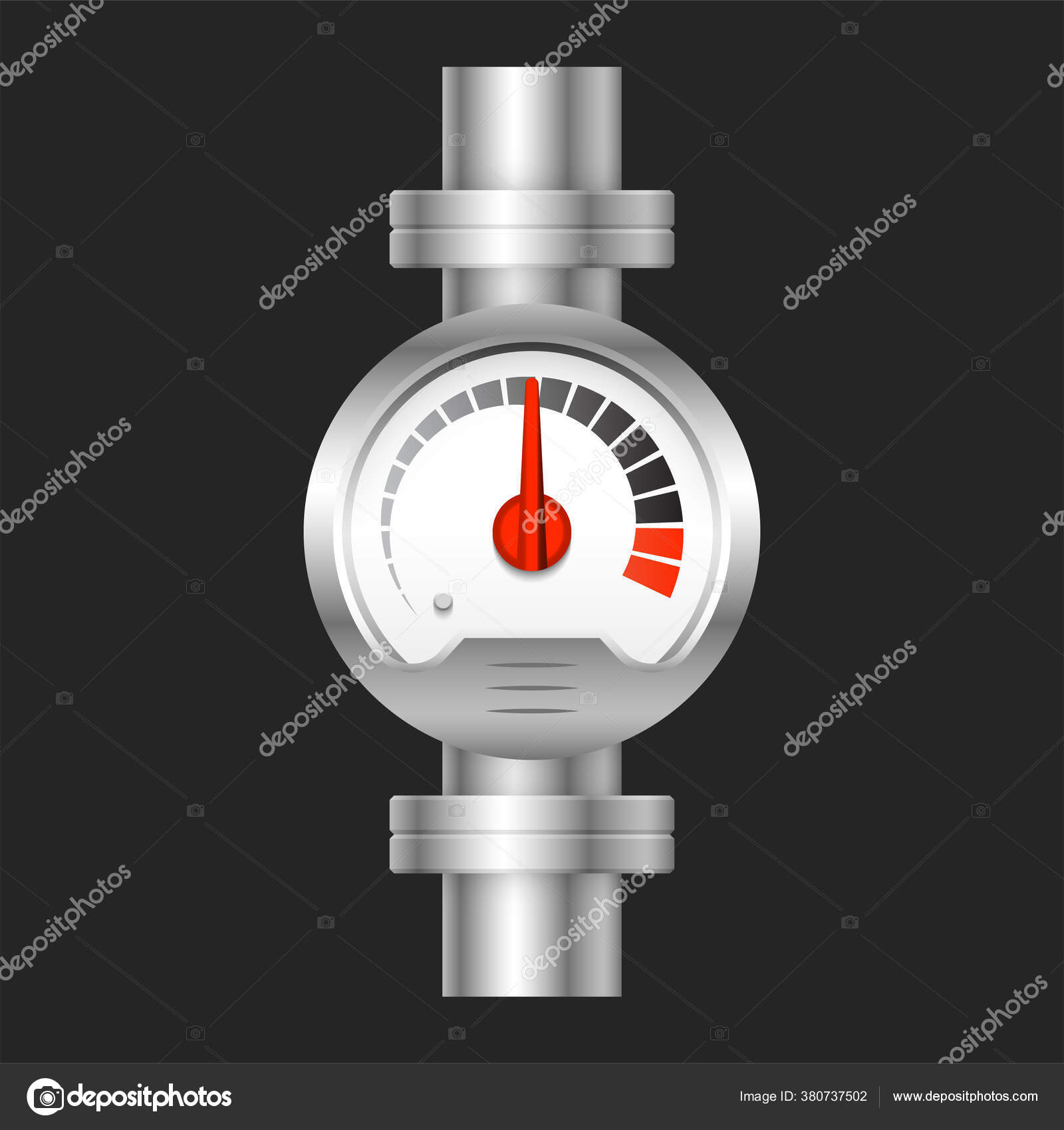 Pressure Gauge Meter Design Steel Pipe Isolated White Background Stock ...