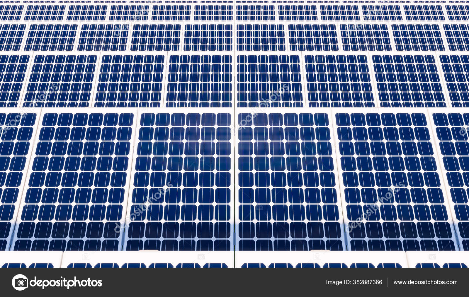 Rendering Row Solar Panel Perspective View Show Converting Sunlight ...