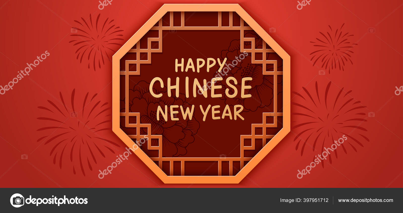 Lunar Year Banner Design Paper Cut Chinese Traditional Window Frame ...