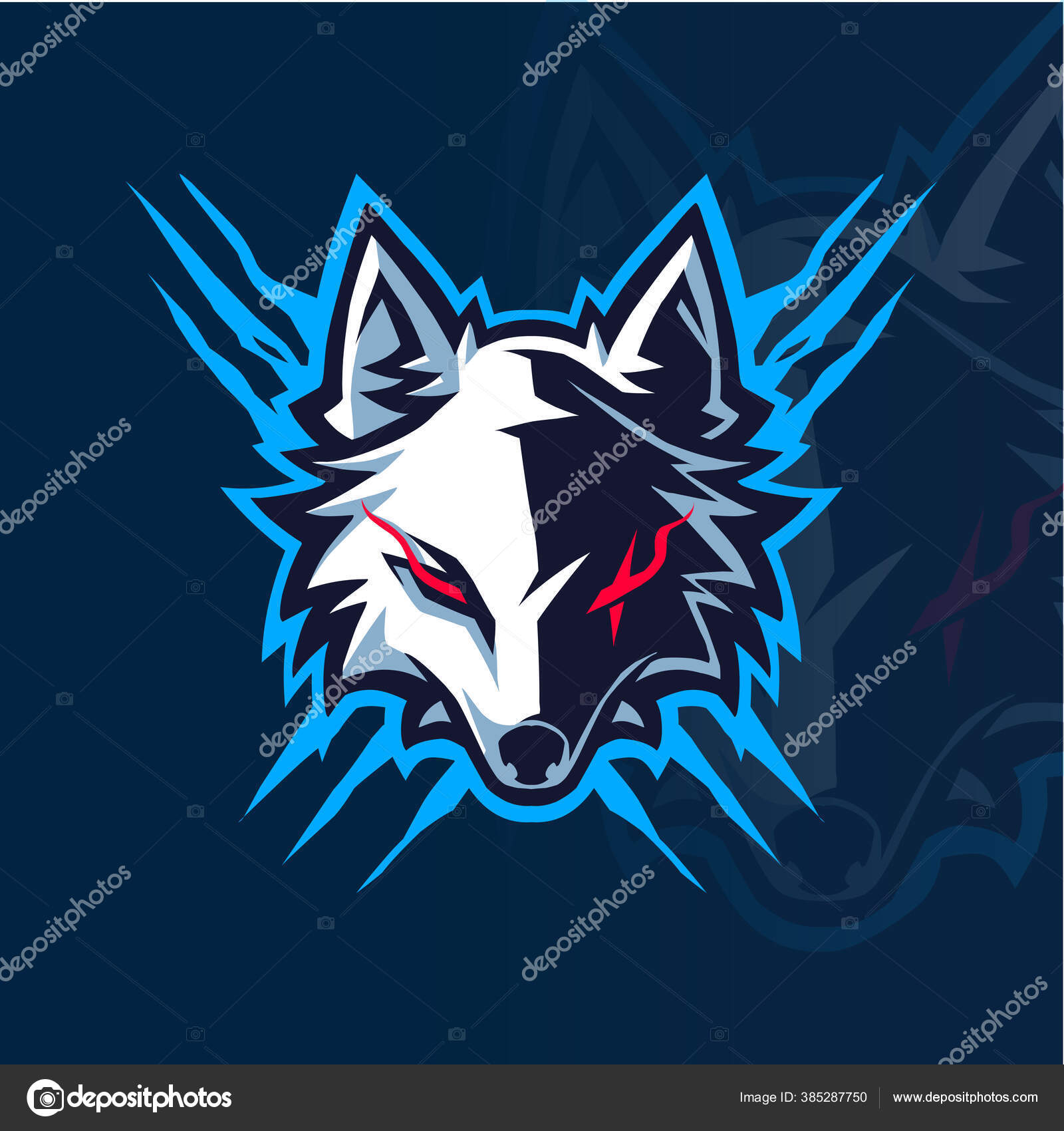 Blue Wolf Head Logo