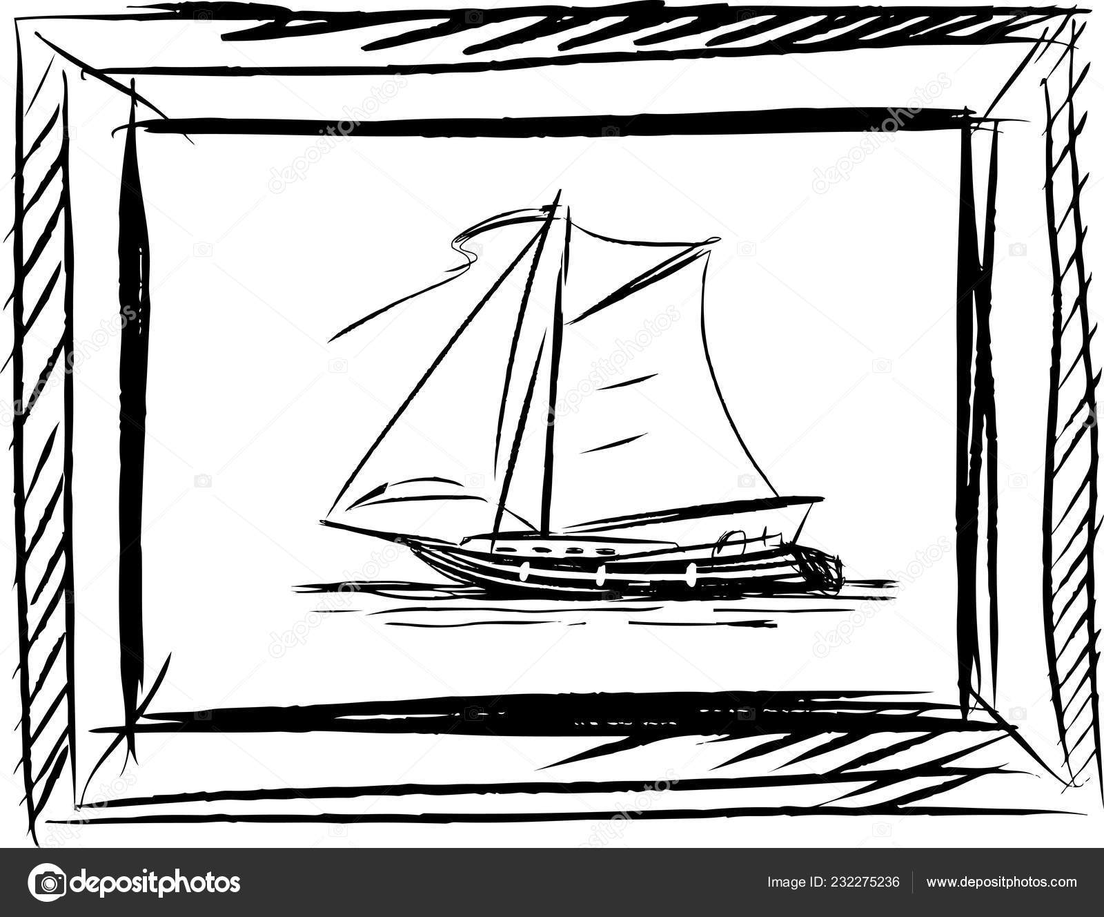 Boceto Vectorial Velero Marco Vector de stock #232275236 de ©alekseimakarov