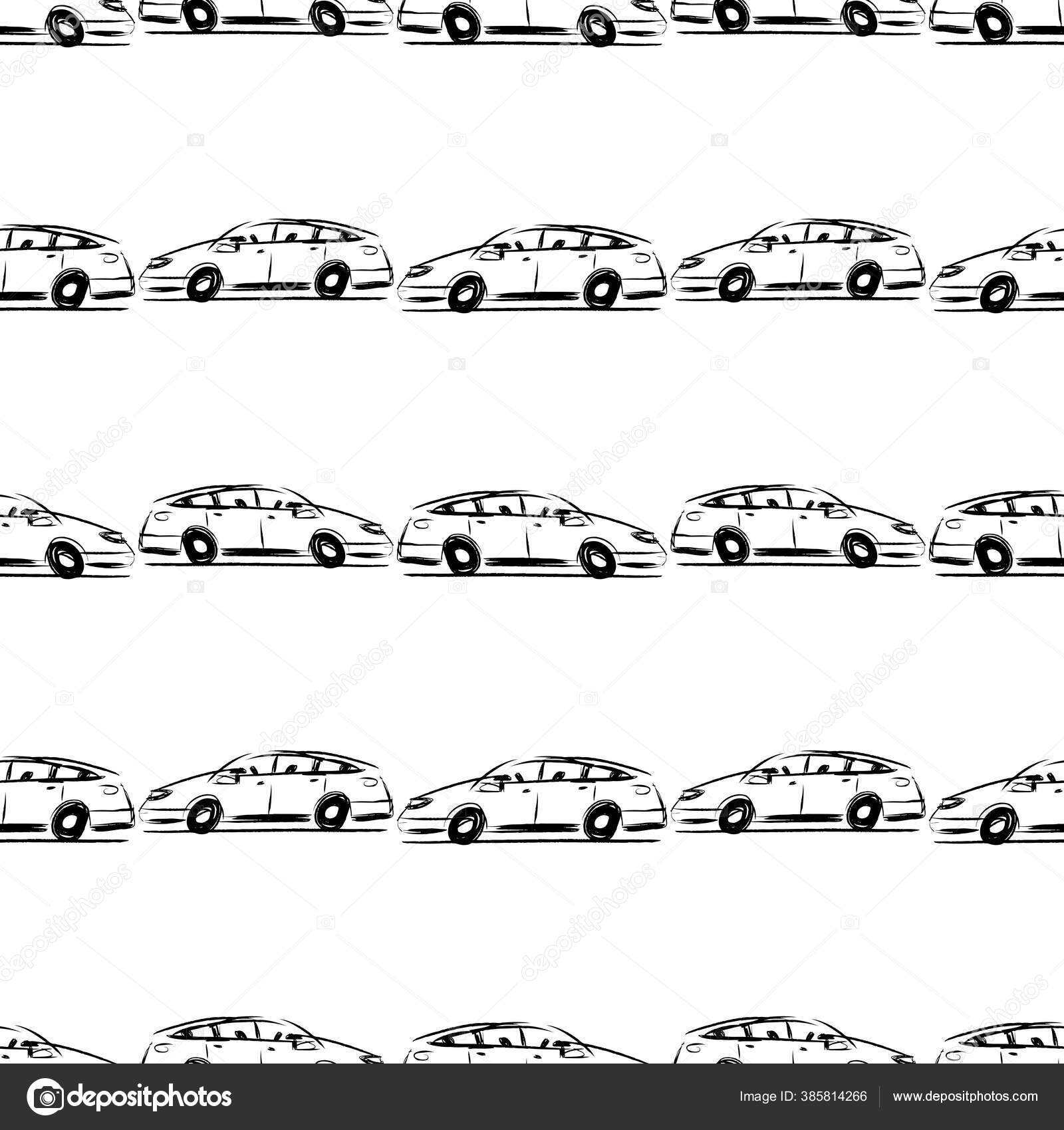 Seamless Background Outline Drawings Abstract Cars Stock Vector Image ...
