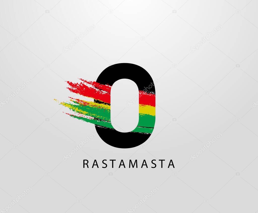 O Logotipo de la letra con la salpicadura y el color de la pasta. Carta O Reggae 2023