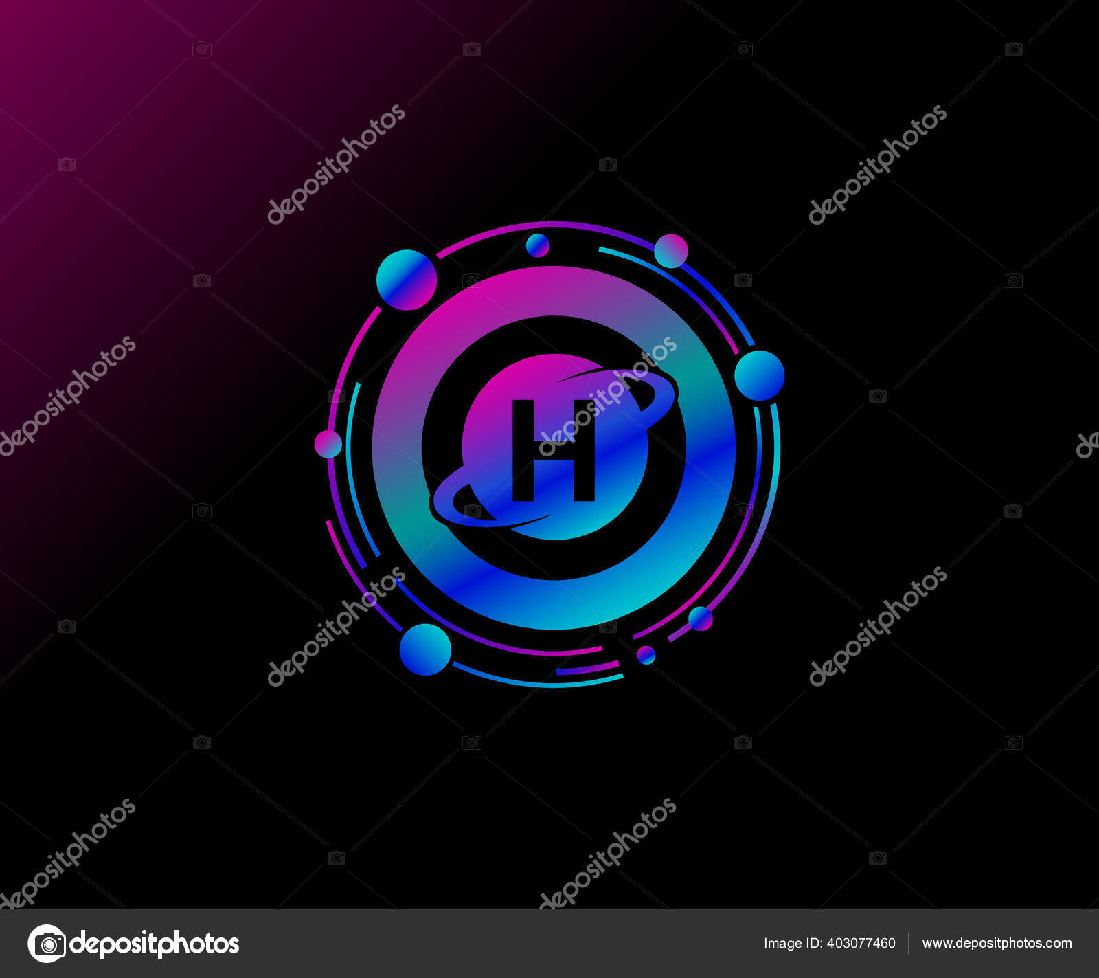 Letter Design Modern Ring Planet Line Orbit Colorful Abstract Geometry ...