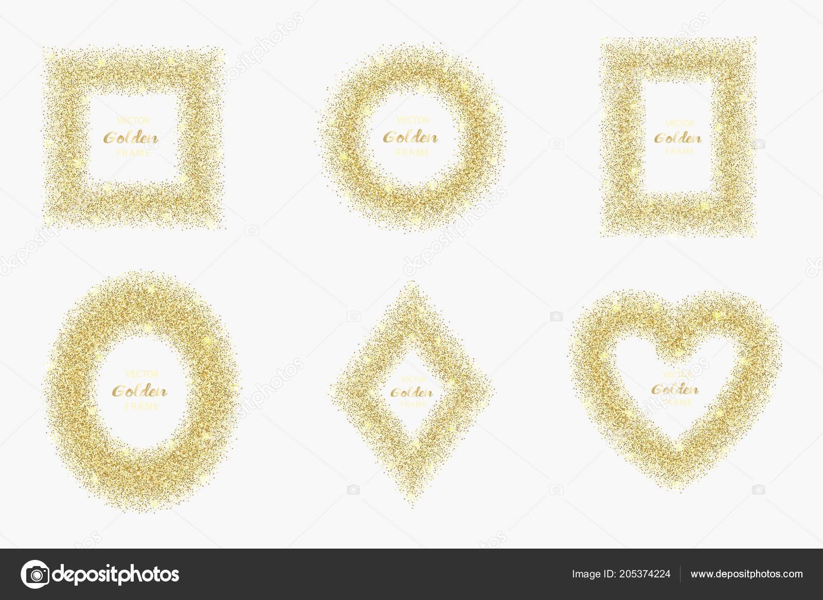 Luxury Gold Glitter Frame Set Stock Vector by ©KronaLux 205374224