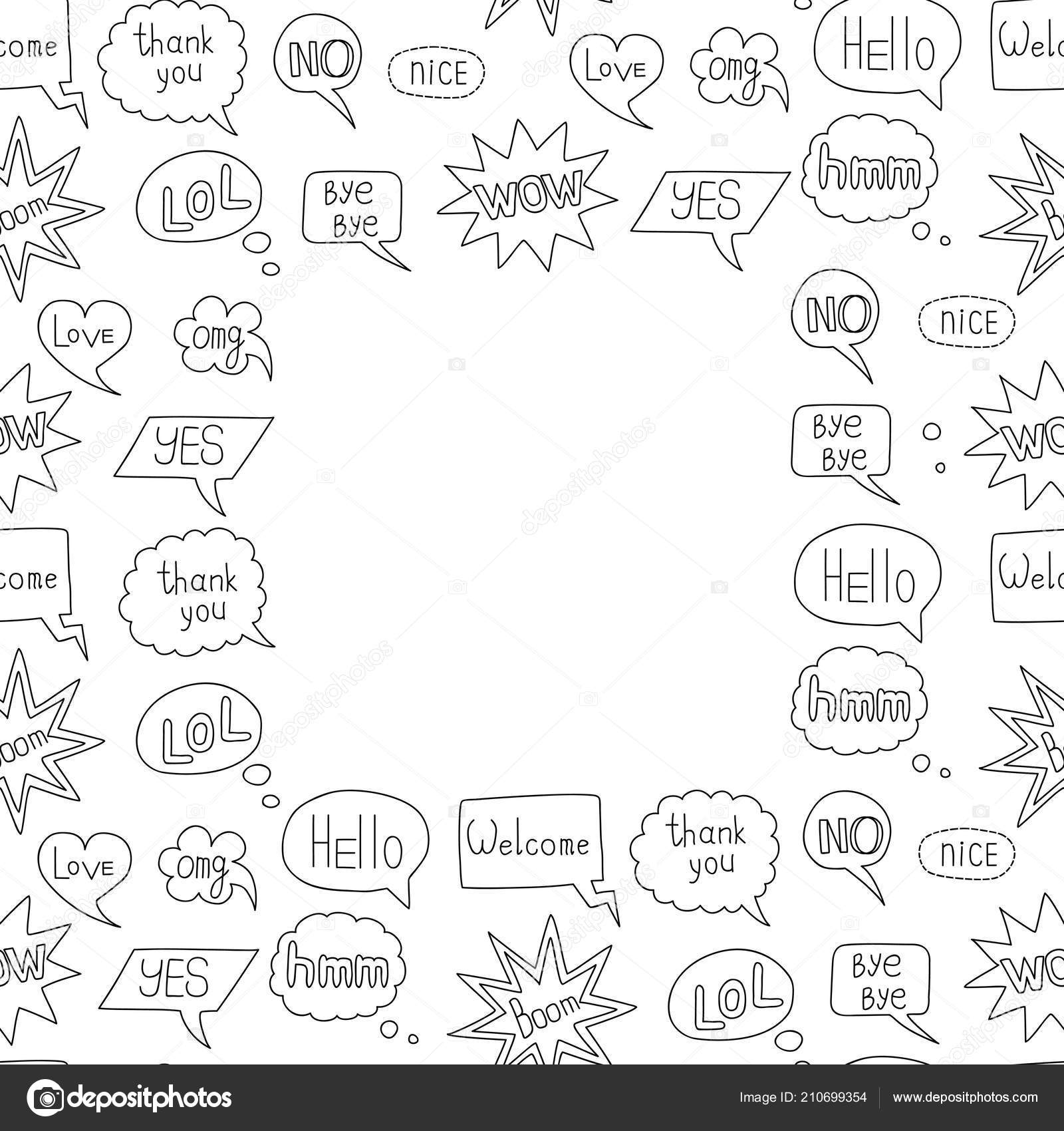 Speech bubble doodle seamless frame Stock Vector Image by ©KronaLux ...