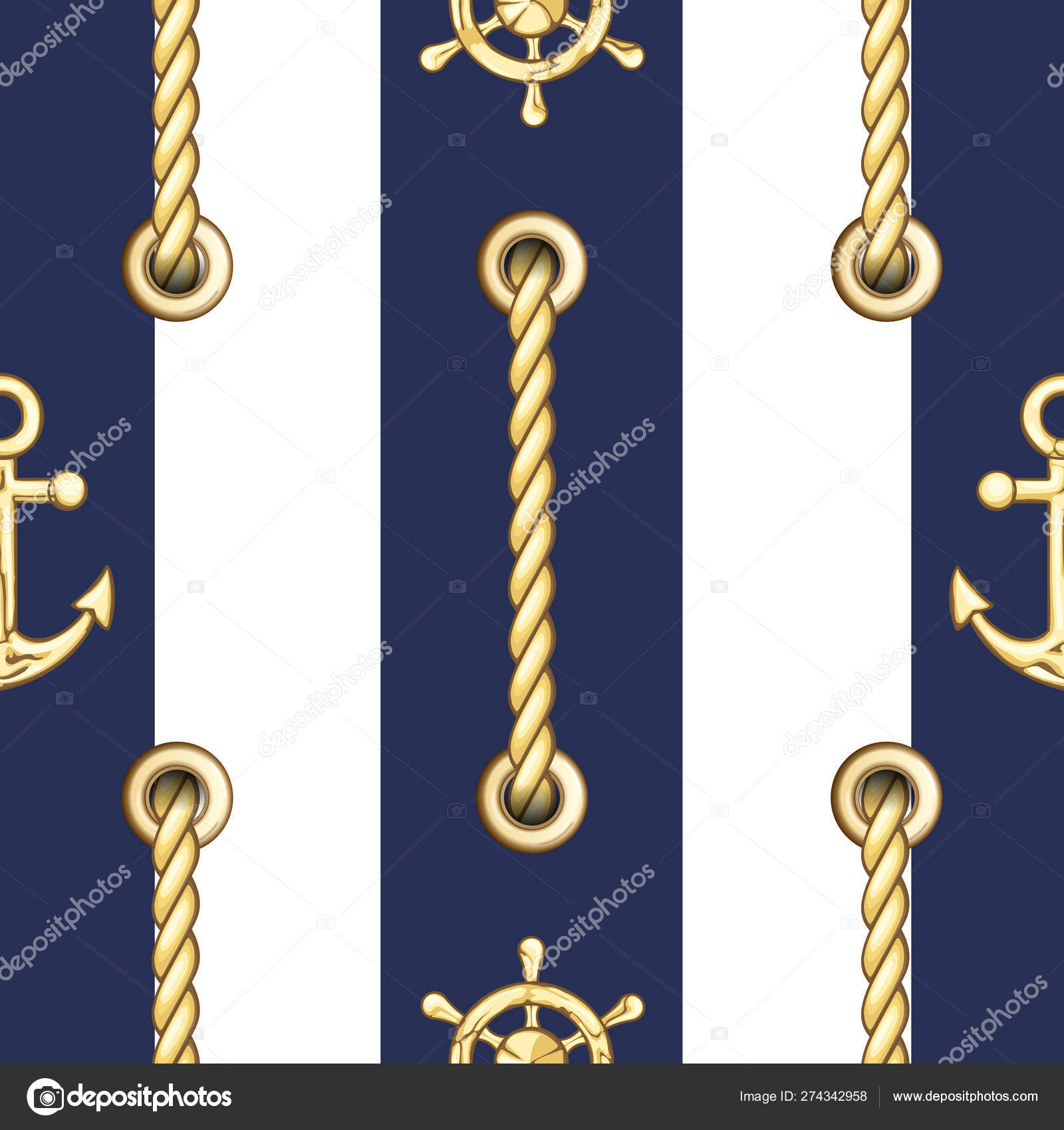 Vertical Straped Ropes with Golden Metal Eyelets Seamless Pattern ...