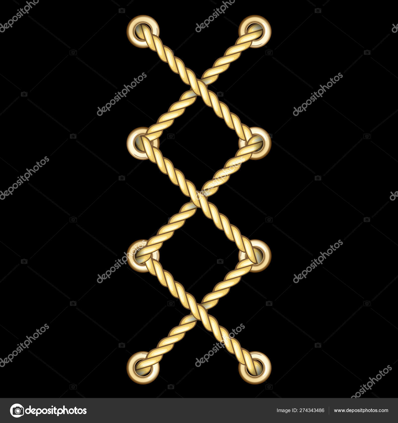 Golden Vertical Straped Ropes with Metal Eyelets Seamless Pattern ...