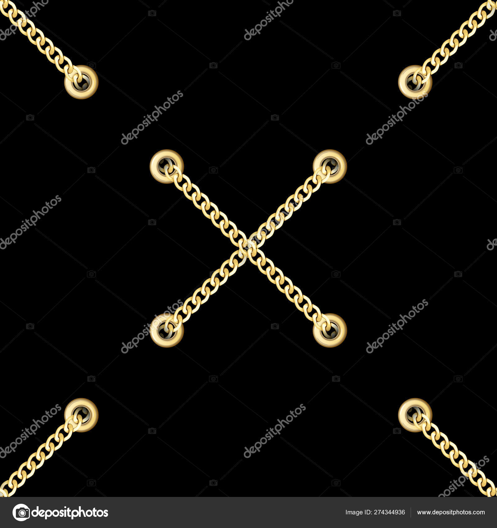 Golden Cross Chains with Metal Eyelets Seamless Pattern. Stock Vector ...